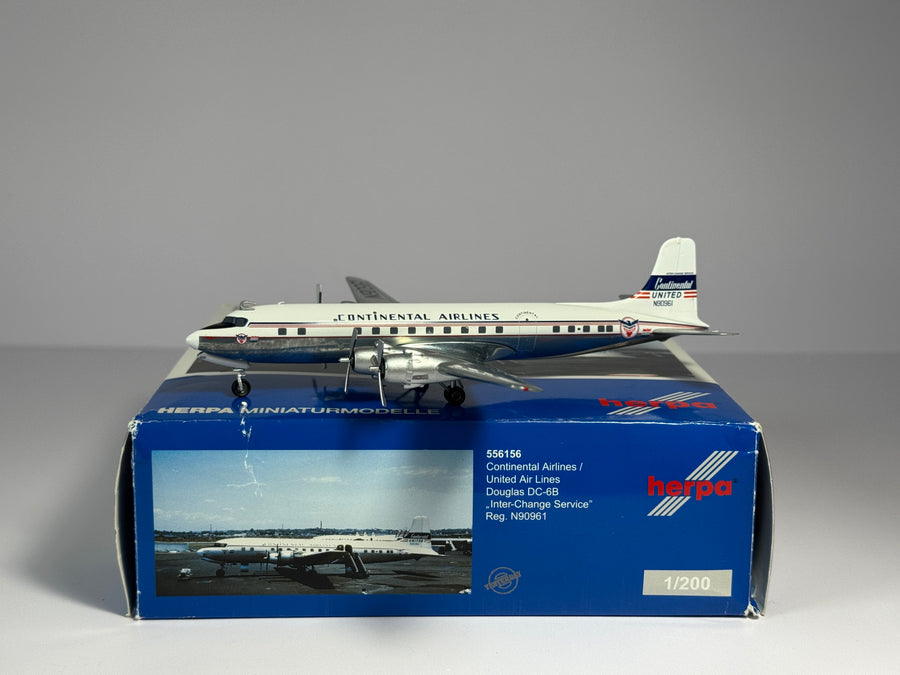 Herpa 1:200 Continental Airlines Douglas DC-6B N90961 Skystreamer 5561 ...